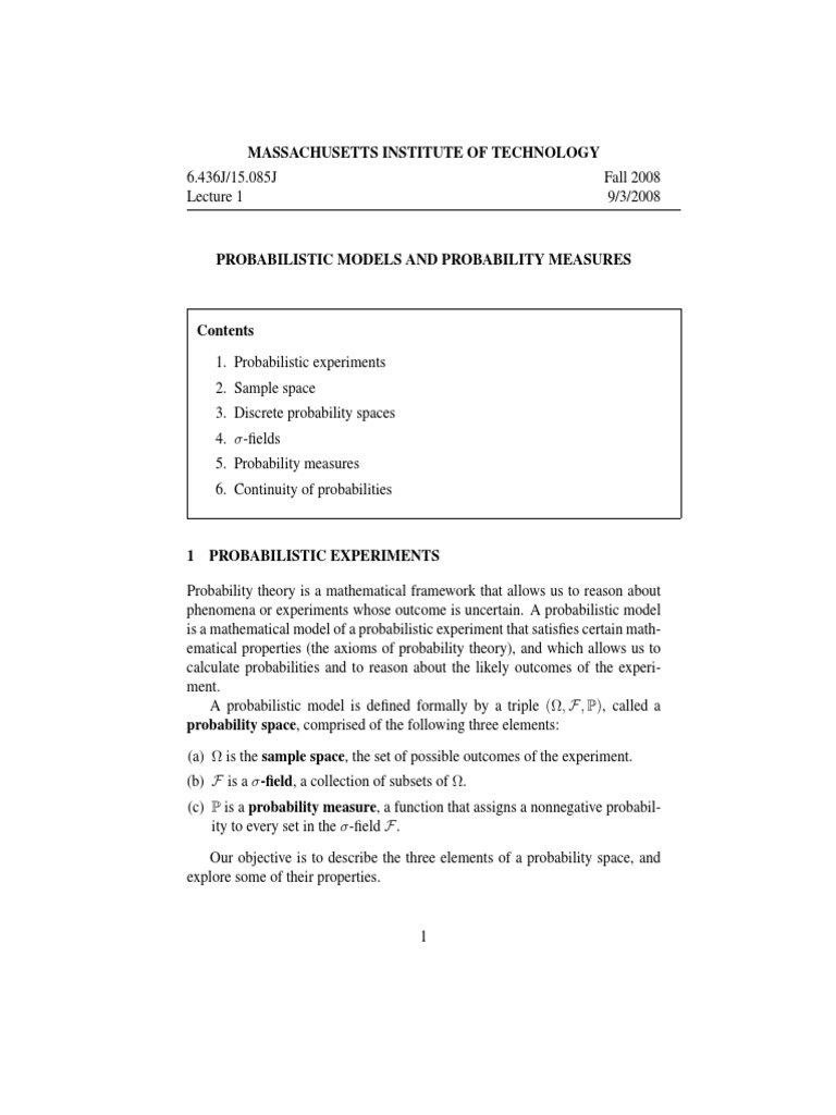 Prob MIT Lectures | PDF | Measure (Mathematics) | Probability Theory