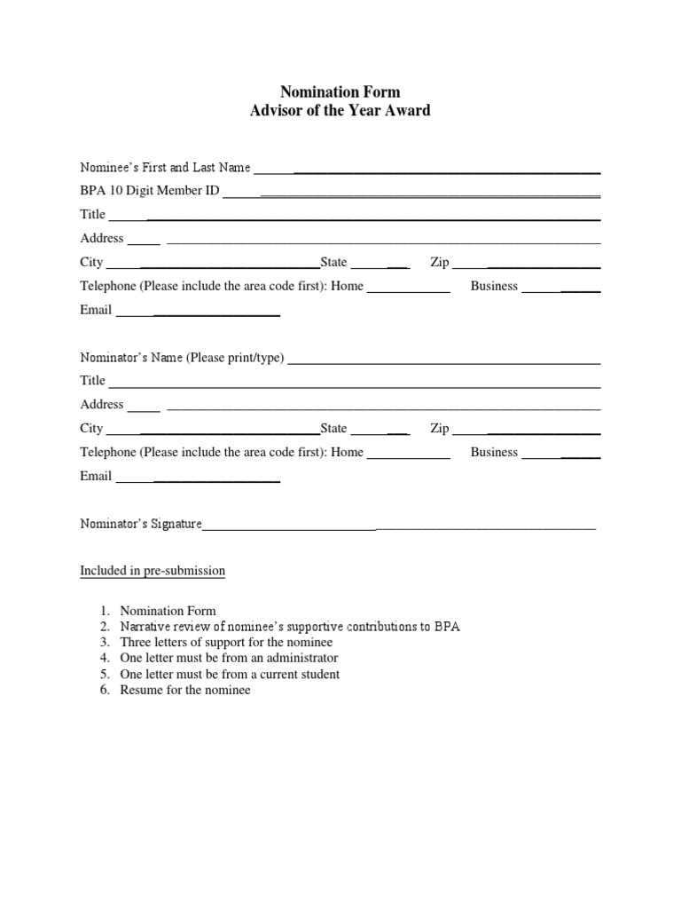 4 Aoty Nomination Form | PDF | Career & Growth