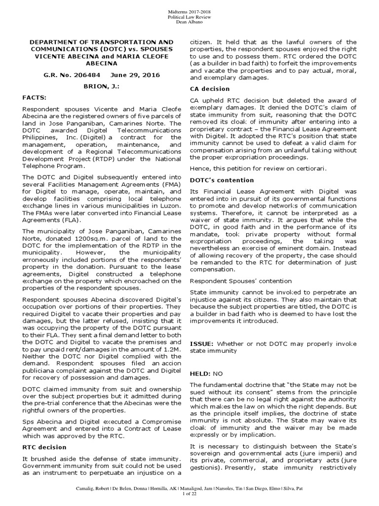 Compiled Polirev Digest - Complete | PDF | Contractual Term | Eminent Domain