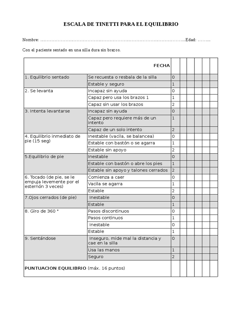 Escala de Tinetti | PDF | Deportes | Agitación