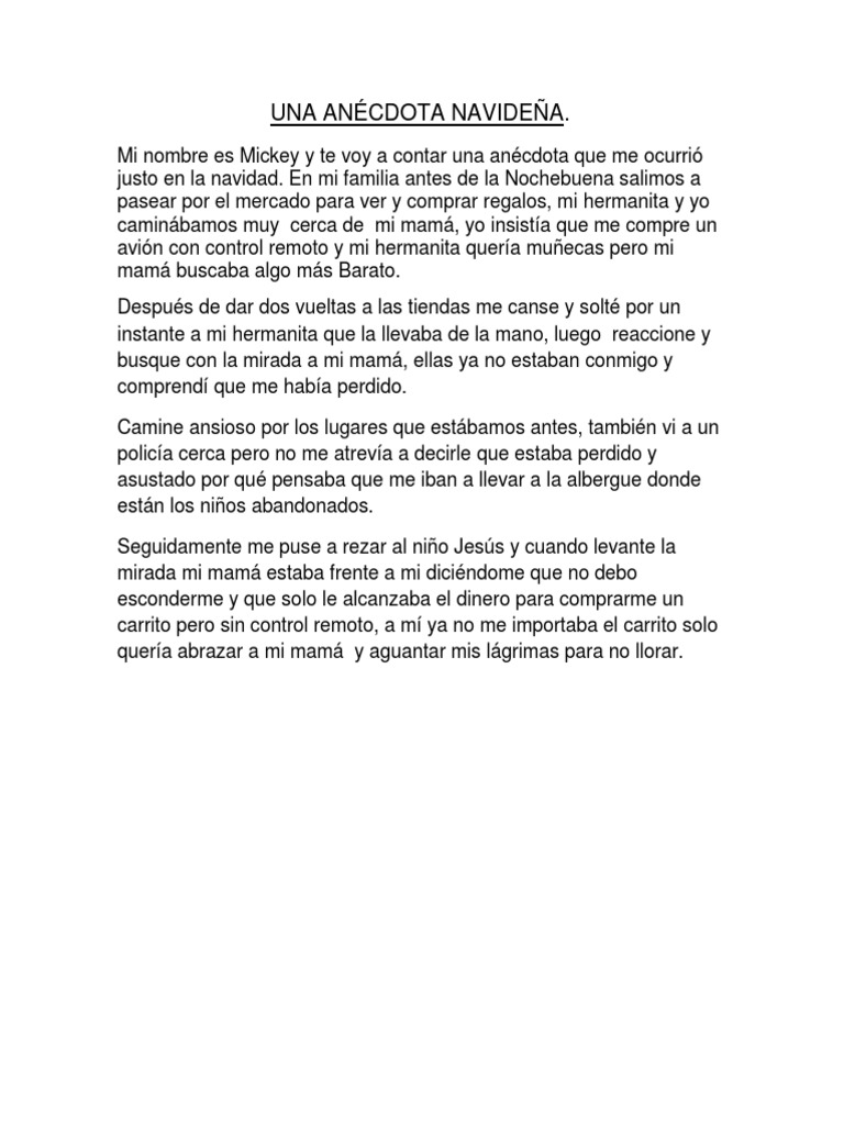 Una Anécdota Navideña | PDF | Navidad | Prueba (evaluación)