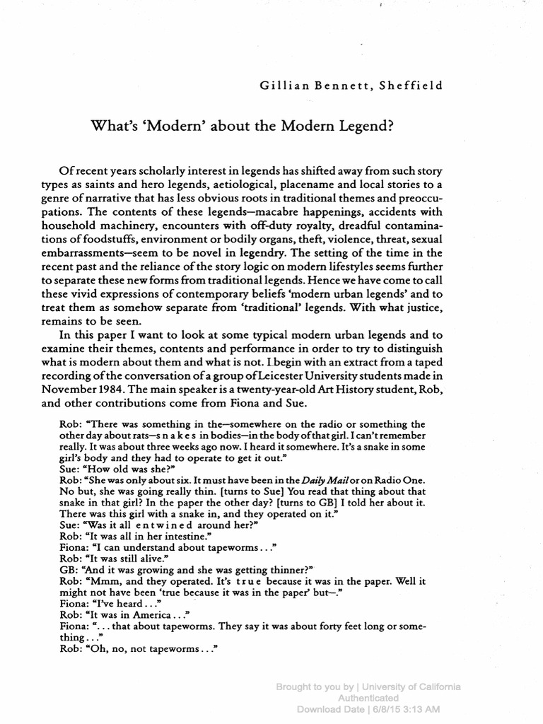 What's 'Modern3 About The Modern Legend | PDF | Legends | Narrative