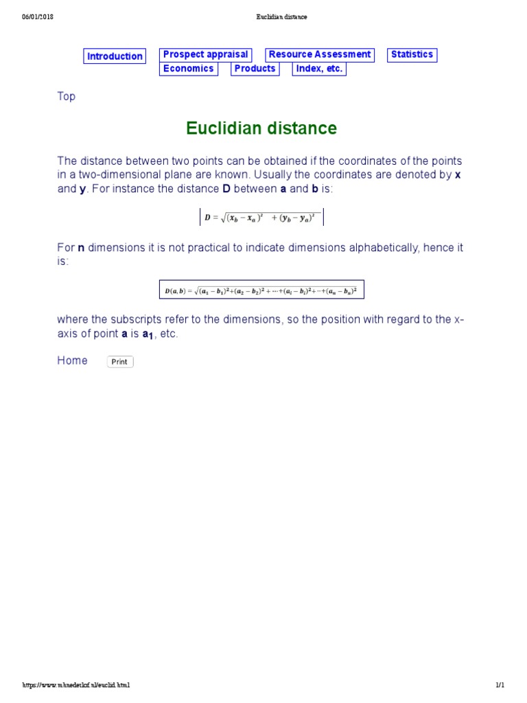 Euclidian Distance | PDF