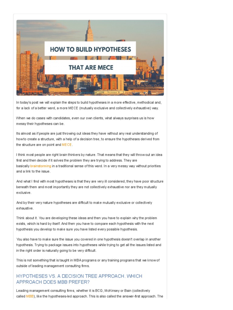 How To Build MECE Hypotheses Using A Decision Tree | PDF | Hypothesis ...