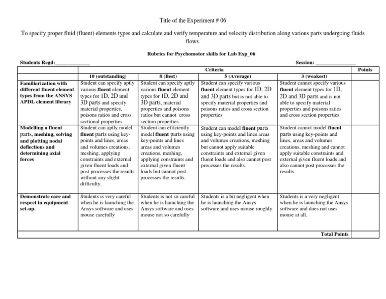 Rubrics For ANSYS-Evaluation 06-Omitted | PDF | Physics | Materials Science