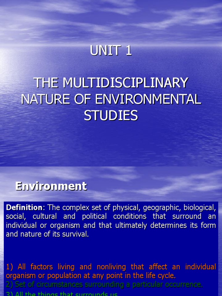 Unit 1 The Multidisciplinary Nature of Environmental Studies | PDF ...