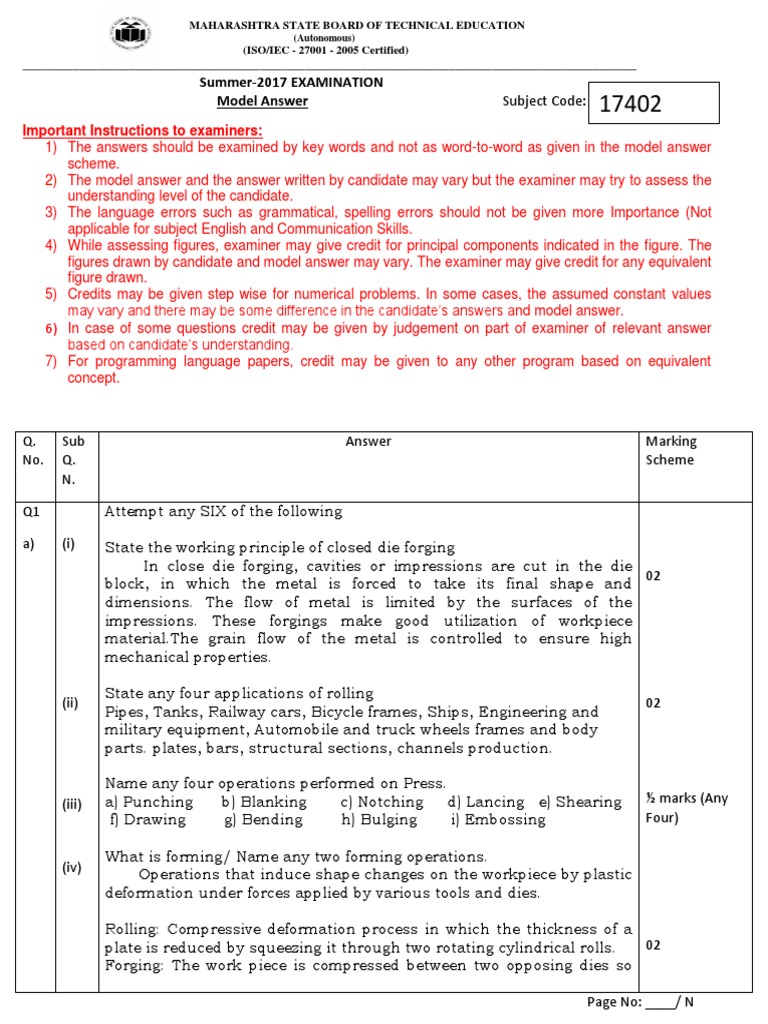 2017 Summer Model Answer Paper | PDF | Welding | Construction
