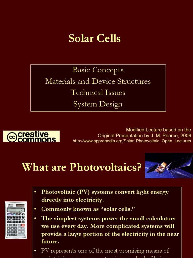 Solar Cells: Basic Concepts Materials and Device Structures Technical ...