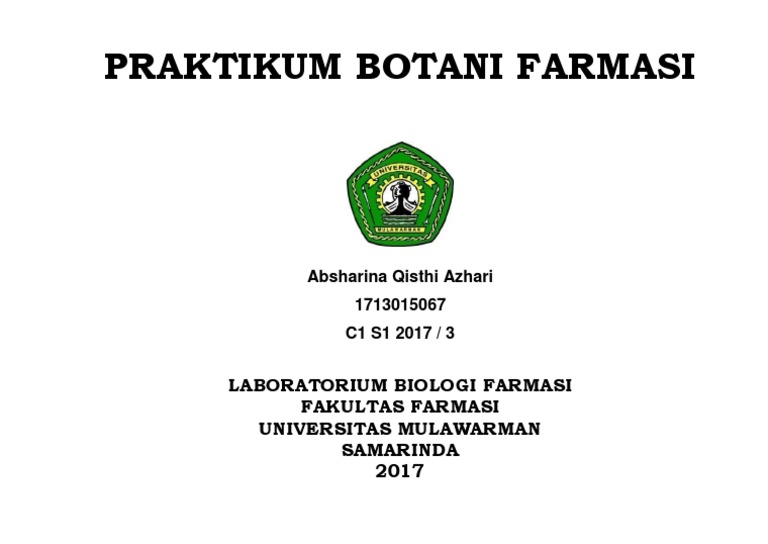 Praktikum Botani Farmasi: Laboratorium Biologi Farmasi Fakultas Farmasi ...