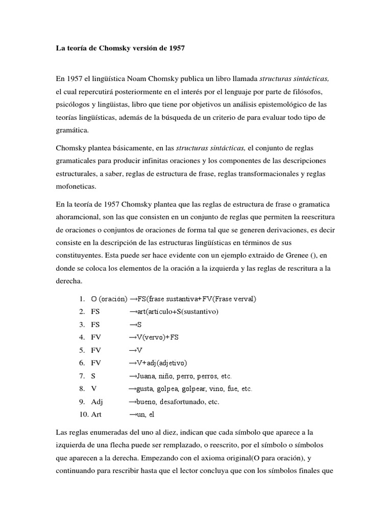 Teoría de Chomsky 1957: Estructuras Sintácticas | PDF | Noam Chomsky ...