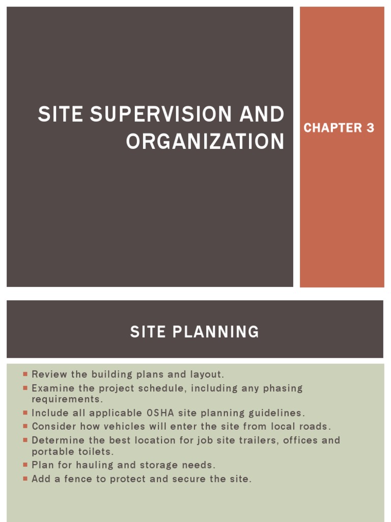 Chapter 3 Site Supervision and Organization | PDF | Scaffolding | Engineer