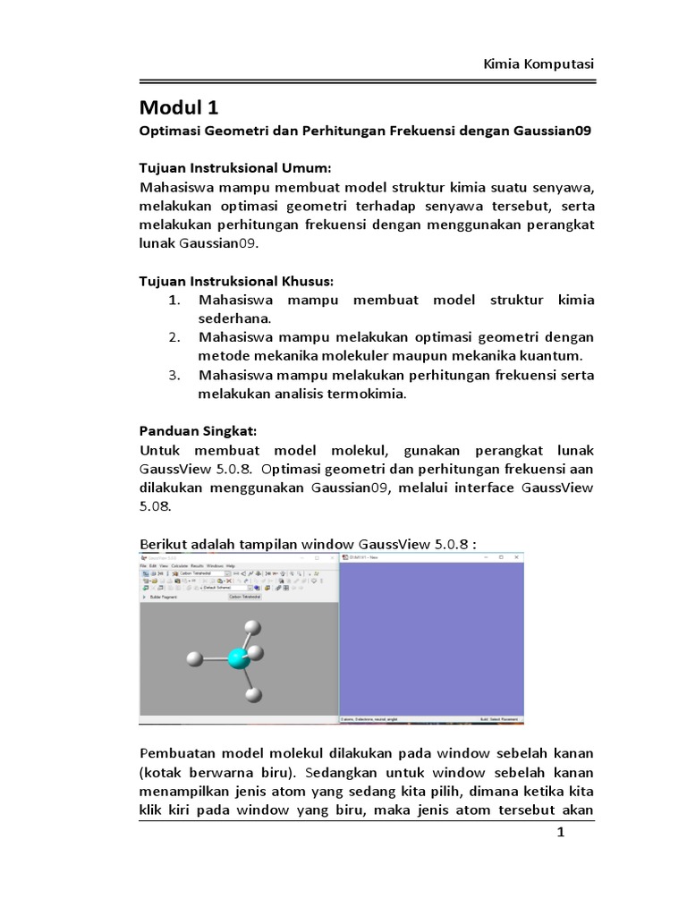 Modul-1-Optimasi Geometri Dan Perhitungan Frekuensi Dengan Gaussian | PDF