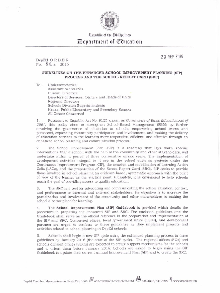 DepED Order No.44 s.2015 - 0001 PDF | PDF