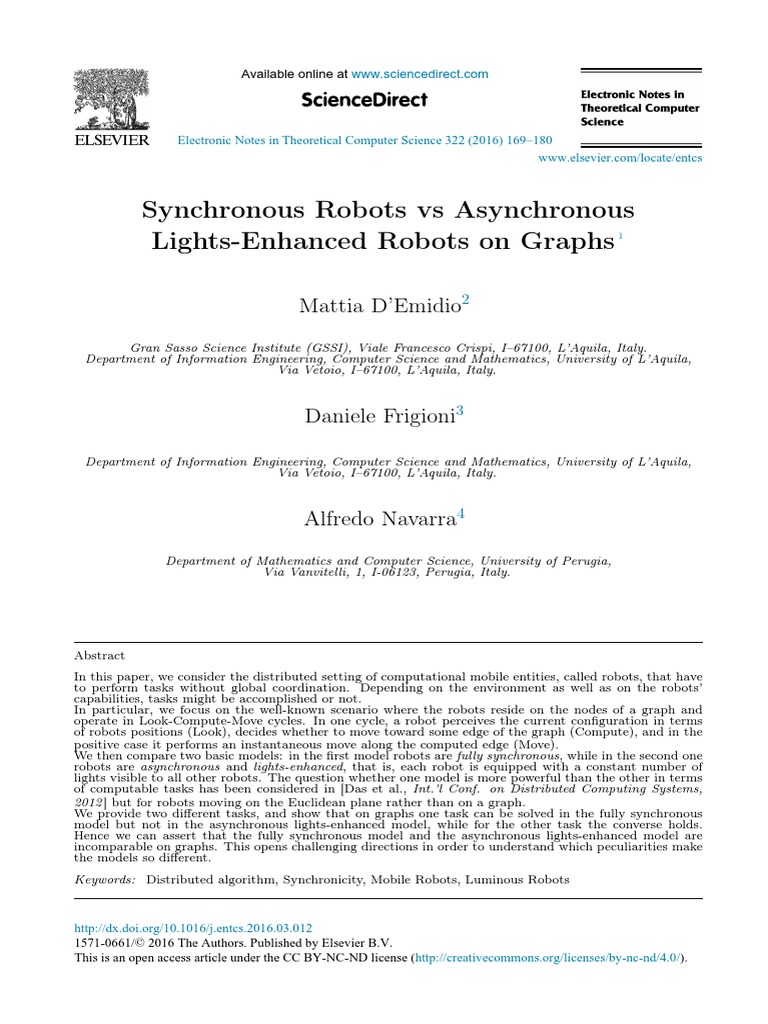 Synchronous Robots Vs Asynchronous Lights-Enhanced Robots On Graphs | PDF | Visual Cortex ...