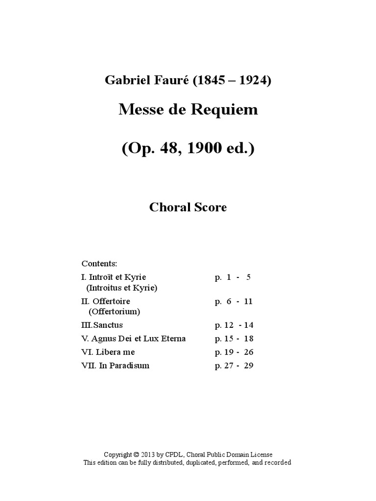 Faure Requiem | PDF | Classical Compositions | Choral Compositions