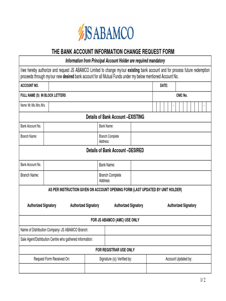 The Bank Account Information Change Req Form | Download Free PDF ...