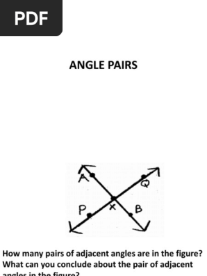 A Pair Of Adjacent Angles Angle Pairs | PDF | Angle | Elementary