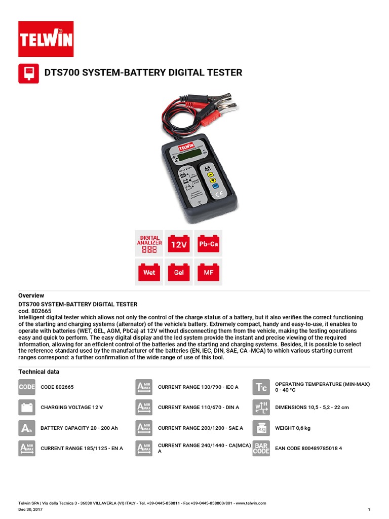 e Dts700 System-Battery Digital Tester | PDF