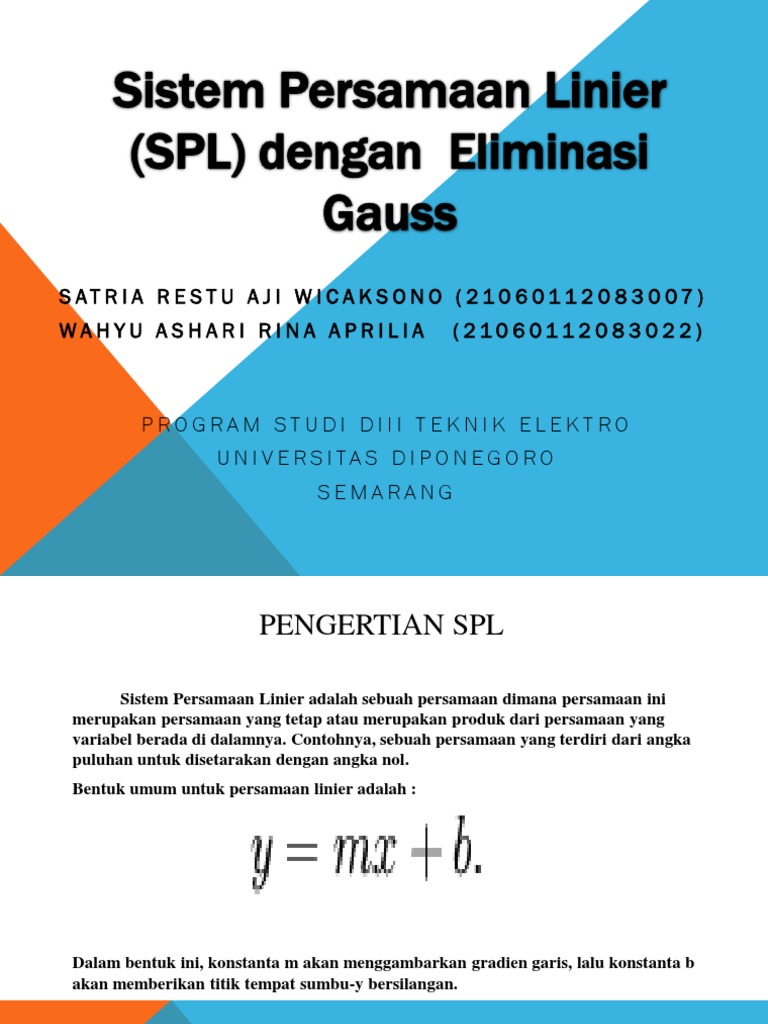 Sistem Persamaan Linier (SPL) Dengan Eliminasi Gauss | PDF