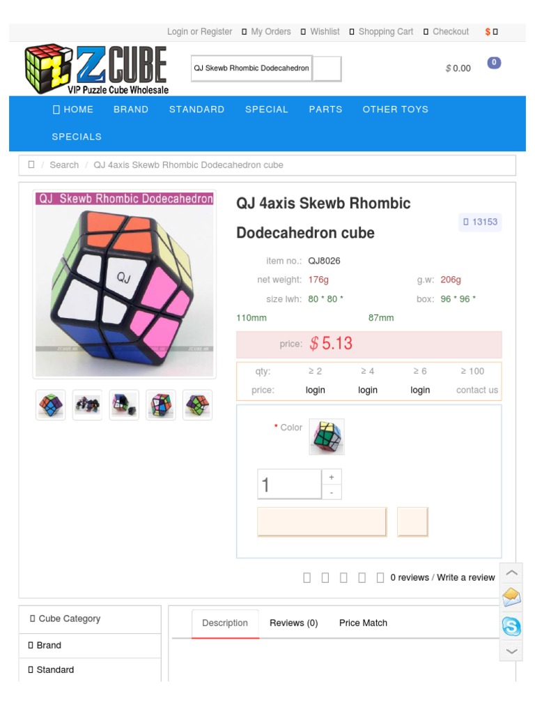 QJ 4axis Skewb Rhombic Dodecahedron Cube | PDF | Logic Puzzles | Nature