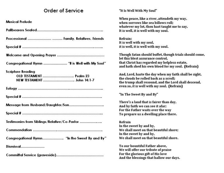 Funeral Service | PDF | Christian Worship And Liturgy | Abrahamic Religions