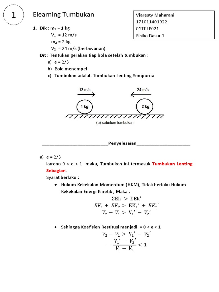 Analisis Tumbukan Fisika dan Koefisien Restitusi | PDF