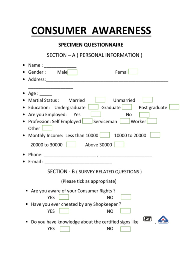 Consumer Awareness Questionnaire | PDF | Self-Improvement | Lifestyle