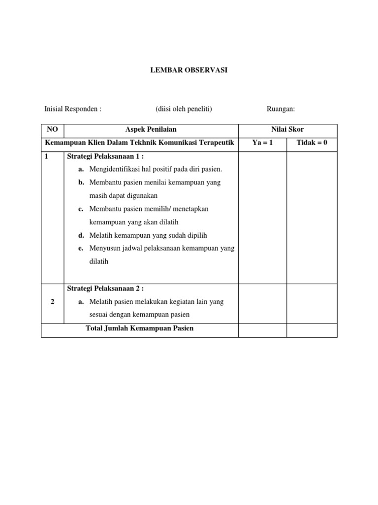 Lembar Observasi Skripsi | PDF