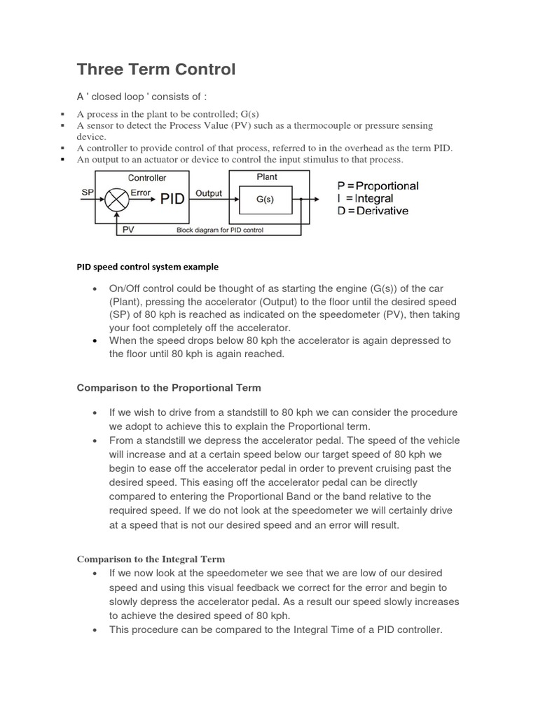 Three Term Control: PID Speed Control System Example | PDF | Control ...