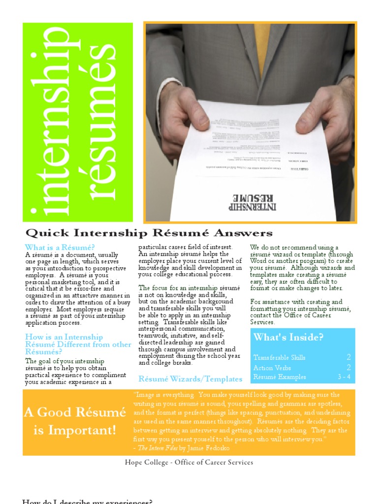 Internship Resume Instructions | PDF | Résumé