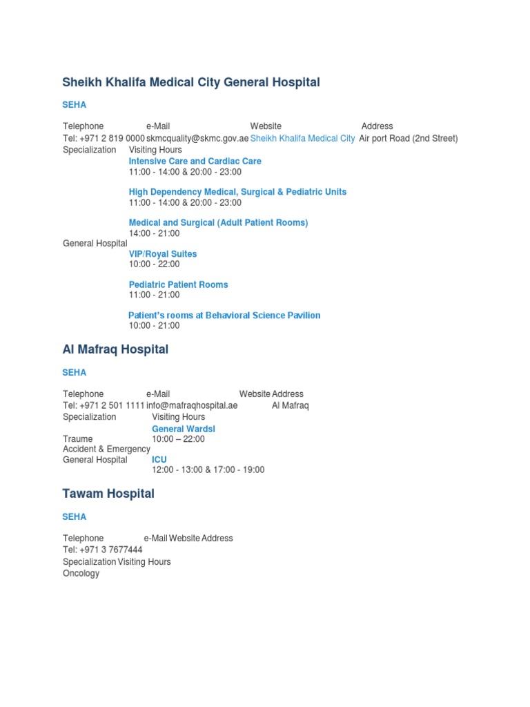 Sheikh Khalifa Medical City Overview | PDF | Emergency Department ...