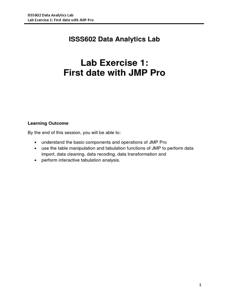 Lab Exercise01 First Date With JMP Pro-V2.0.1 | PDF | Jmp (Statistical Software) | Comma ...