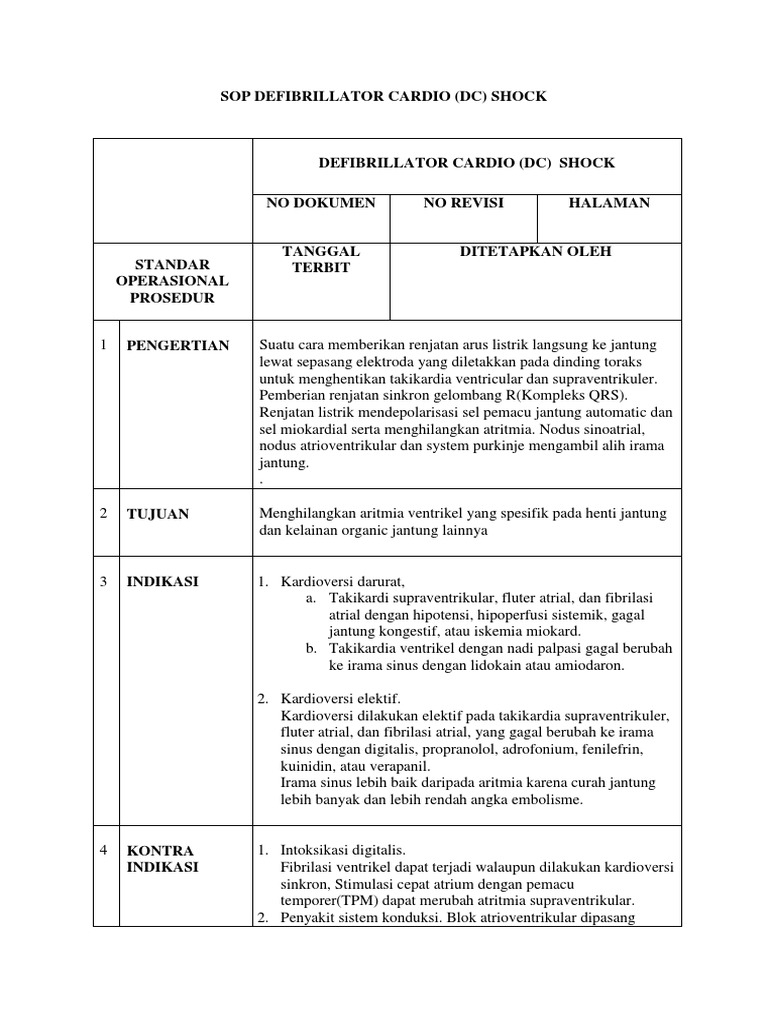 Sop Defibrillator Cardio | PDF
