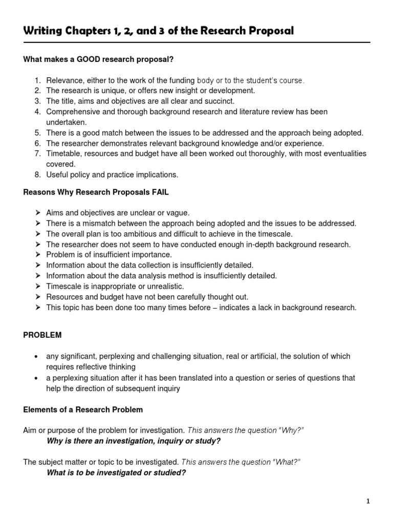 Writing Chapters 1, 2, and 3 of The Research Proposal | PDF | Thesis ...