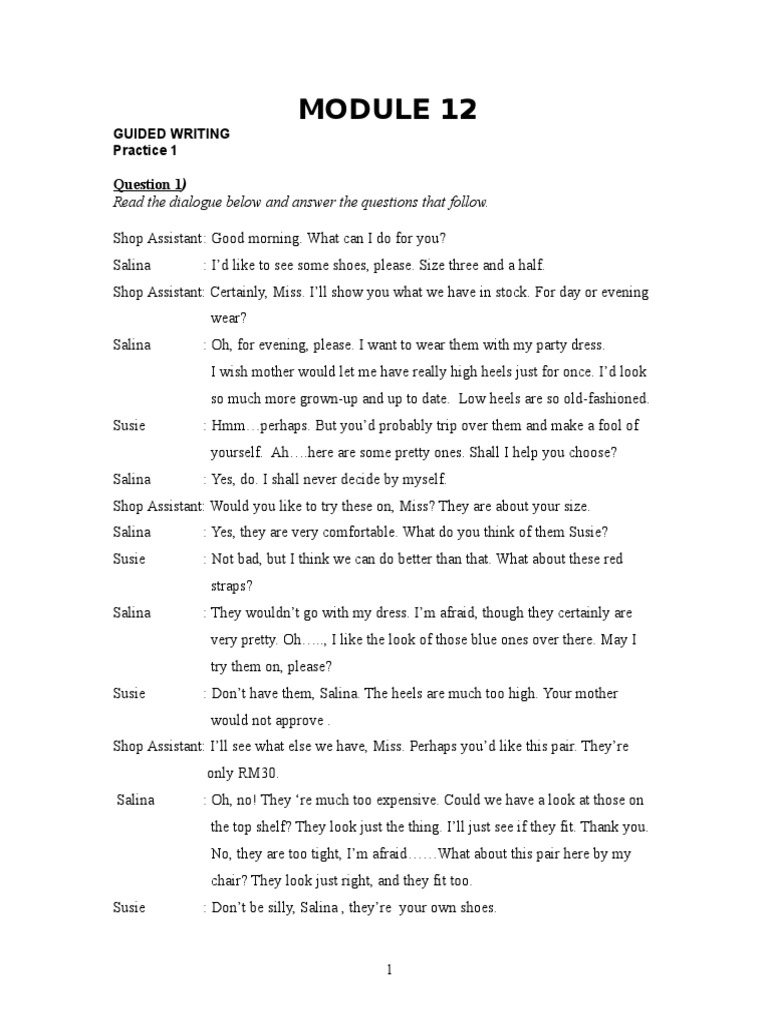 Question 1) : Read The Dialogue Below and Answer The Questions That ...