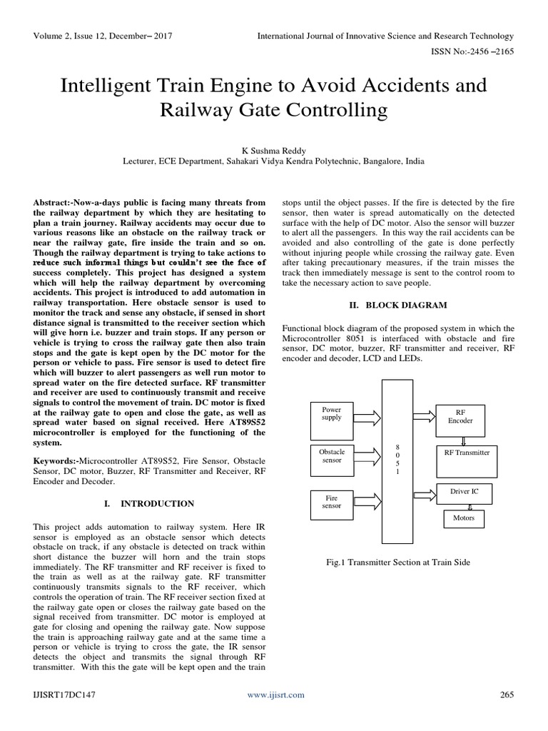 Intelligent Train Engine To Avoid Accidents and Railway Gate ...