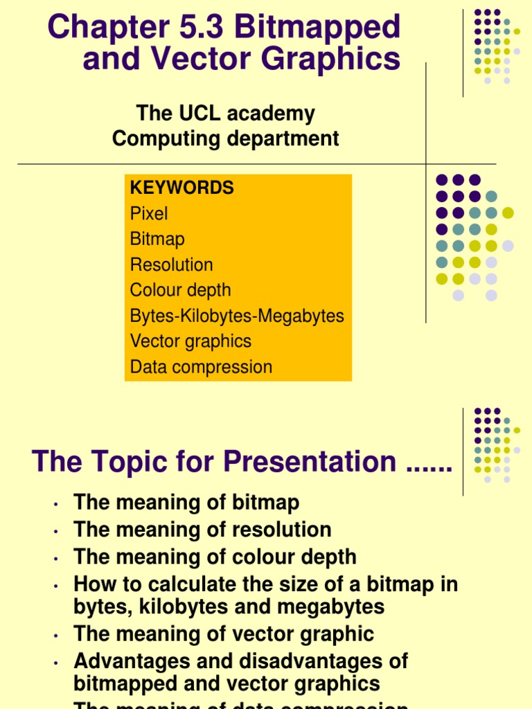 Chapter 5 3 Bitmapped and Vector Graphics | Data Compression | Pixel