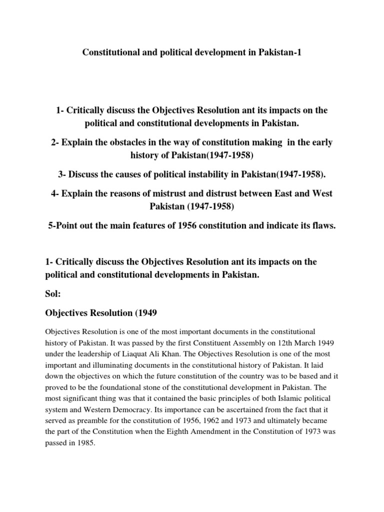 Constitutional and Political Development in Pakistan-1 | PDF ...
