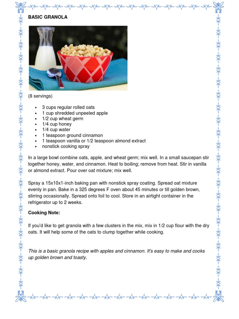 Cereal Recipe | PDF | Teaspoon | Oat