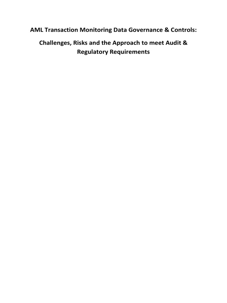 AML Transaction Monitoring Data Governance | PDF | Money Laundering ...