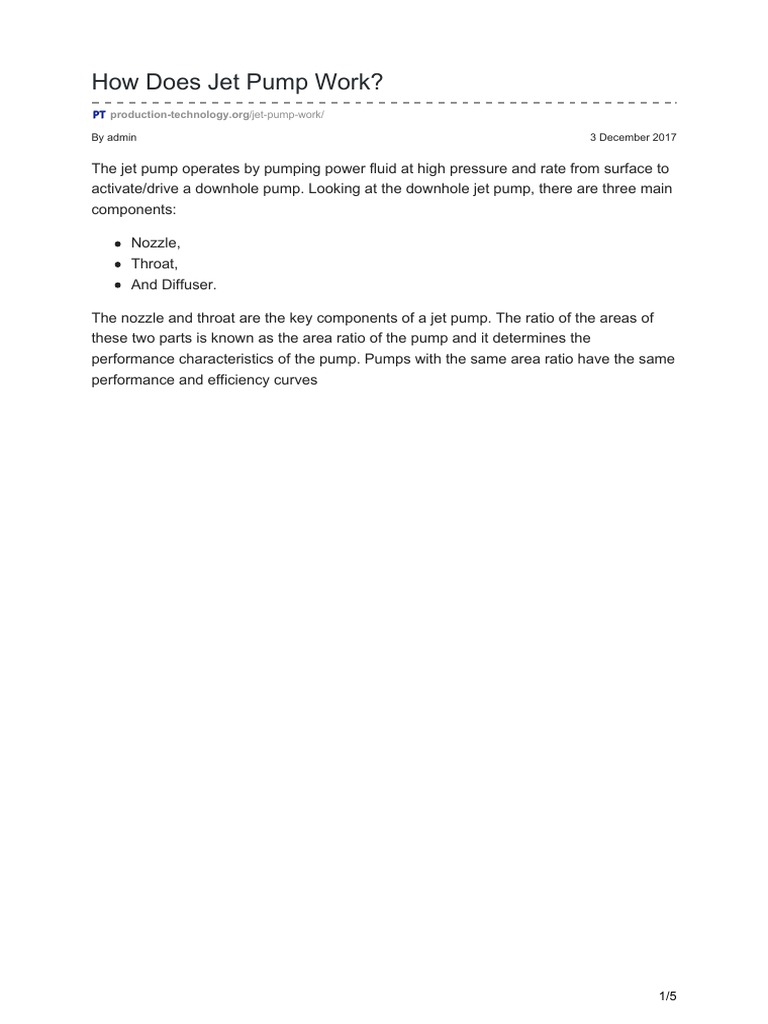 Jet Pump Operation Explained | PDF | Nozzle | Pump