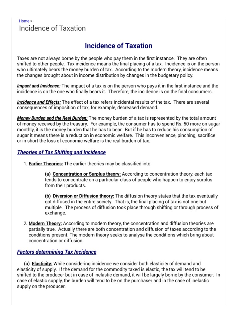 Tax Shifting | Download Free PDF | Tax Incidence | Price Elasticity Of ...