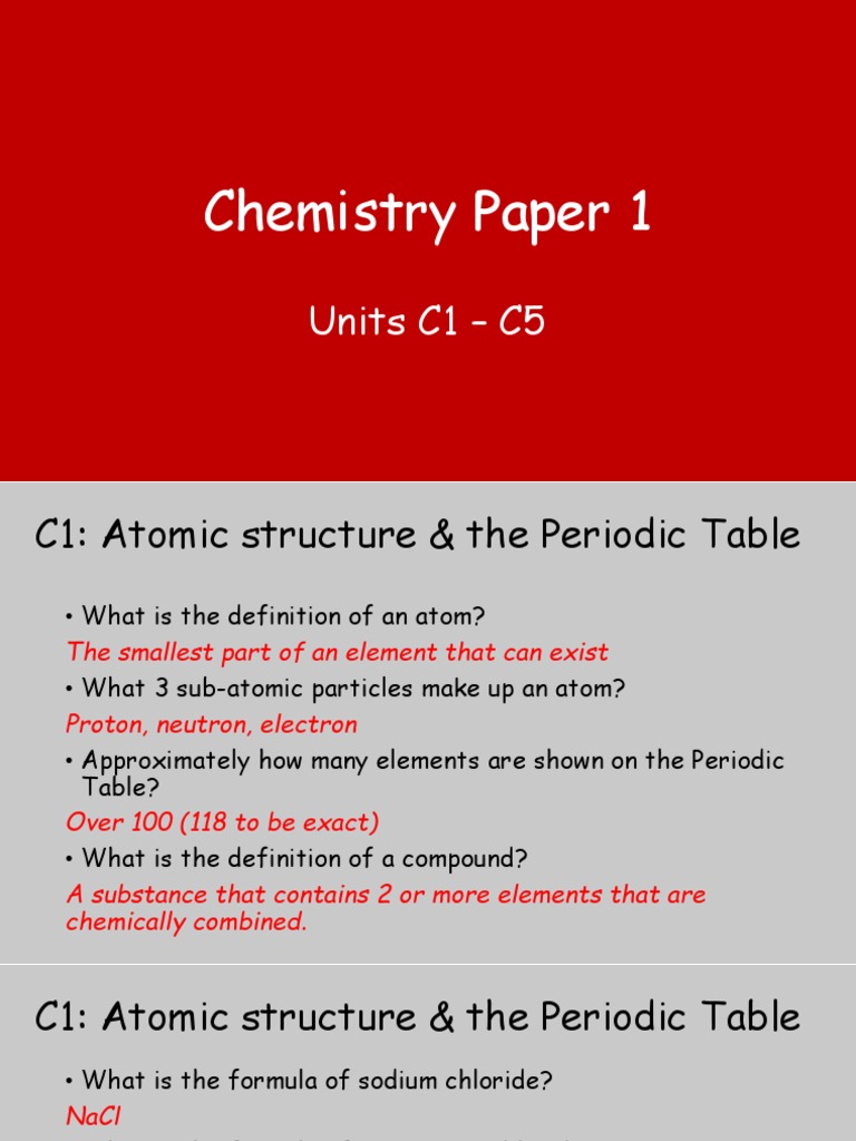 Chemistry Paper 1: Atomic Structure & Bonding | PDF | Chemical Bond ...