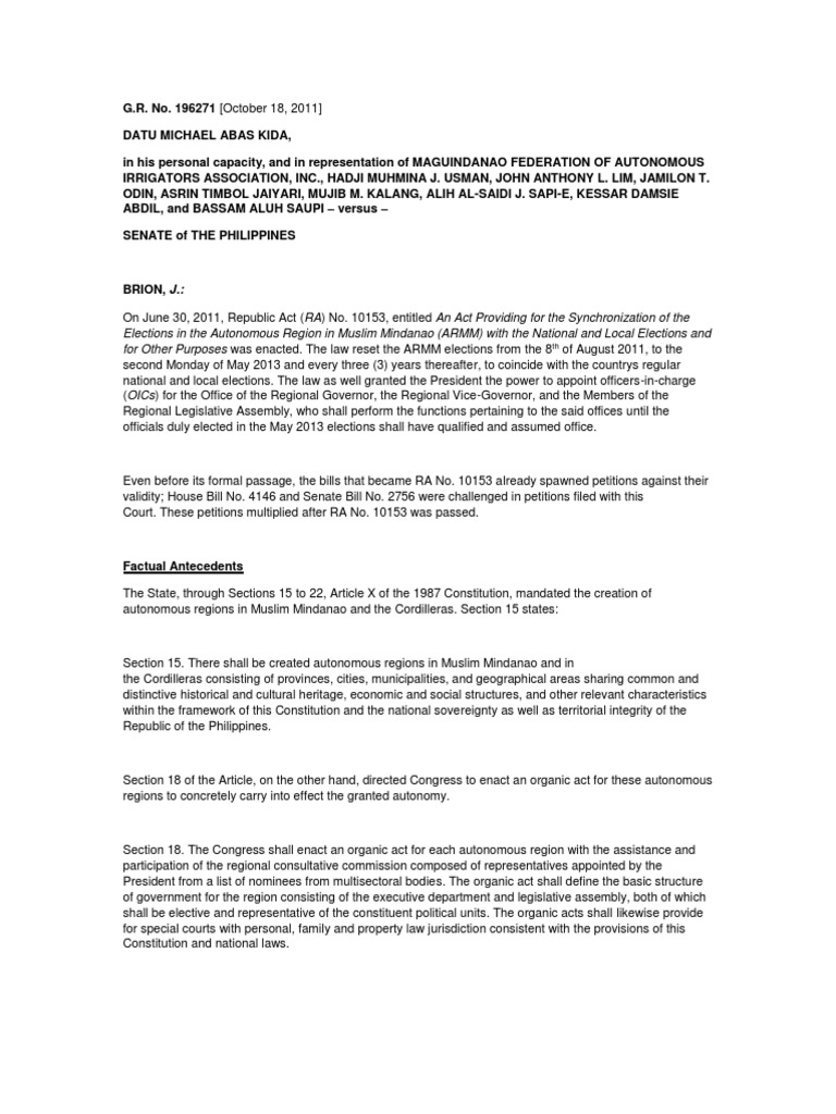 Datu Michael Abas Kida Vs Senate | PDF | Constitutional Amendment ...