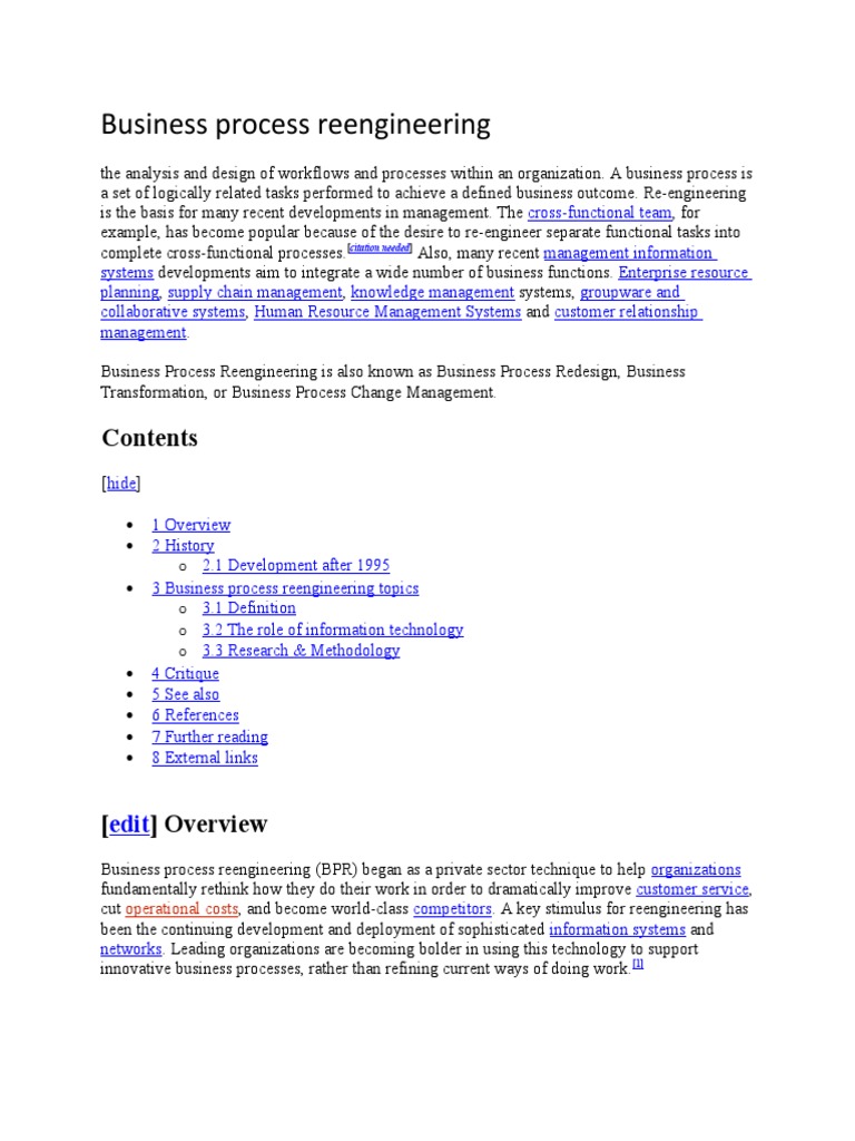 Business Process Re Engineering | PDF | Business Process | Information ...