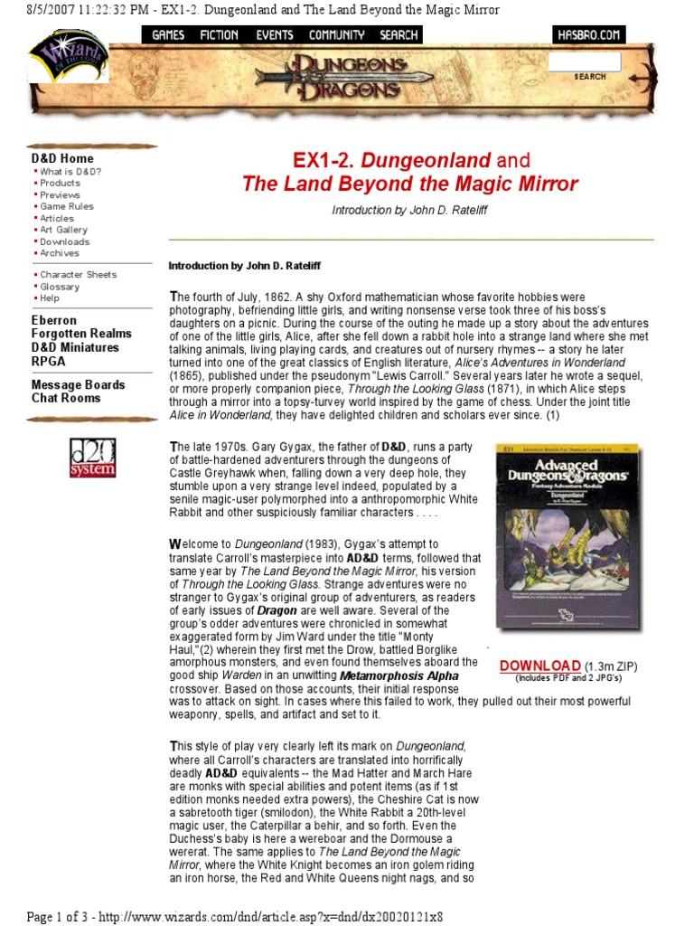 EX1-2 - Dungeonland and The Land Beyond The Magic Mirror | PDF | Dungeons & Dragons | Fantasy ...