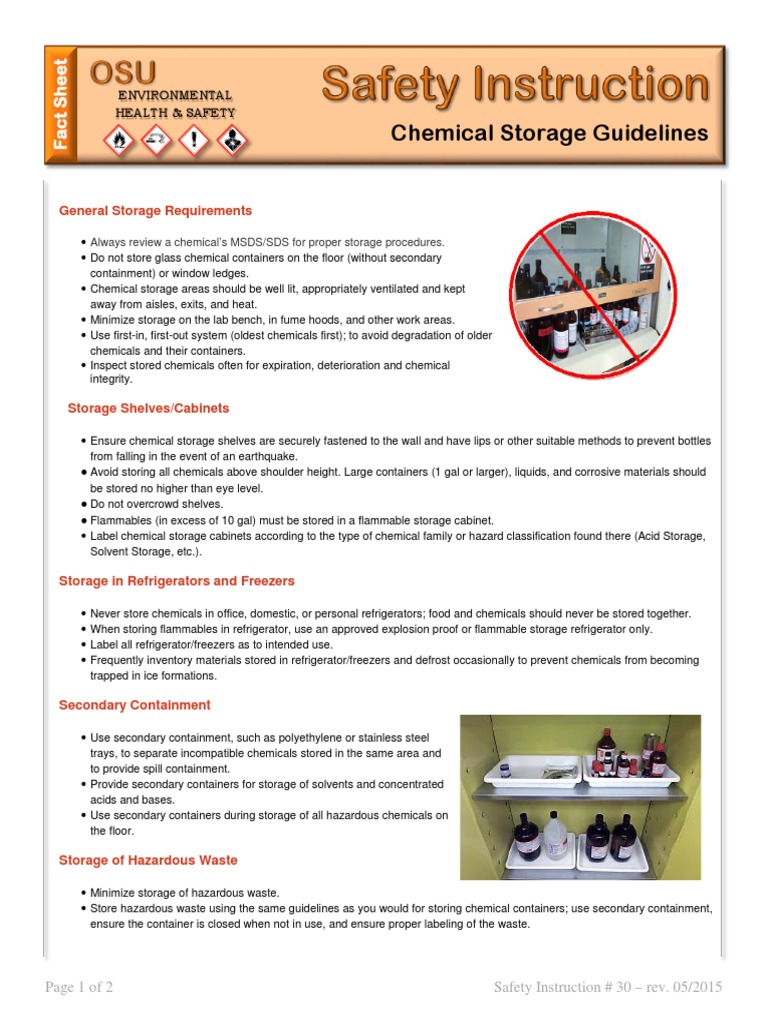 Chemical Storage Guidelines Si | PDF | Acid | Dangerous Goods