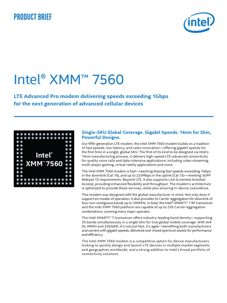 xmm-7560-brief(1).pdf | Lte (Telecommunication) | Mobile Technology
