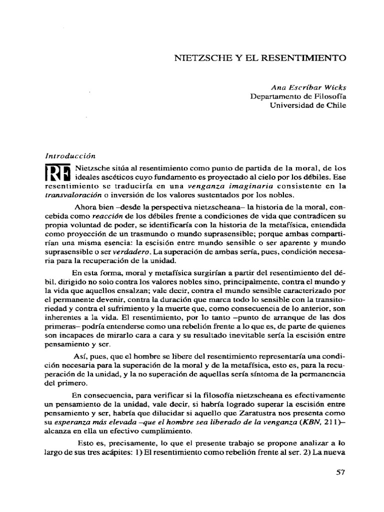 Nietzsche y el Resentimiento Moral | PDF | Friedrich Nietzsche | Así ...
