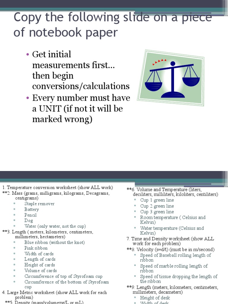 Science Class Measurement Tasks | PDF | Home & Garden